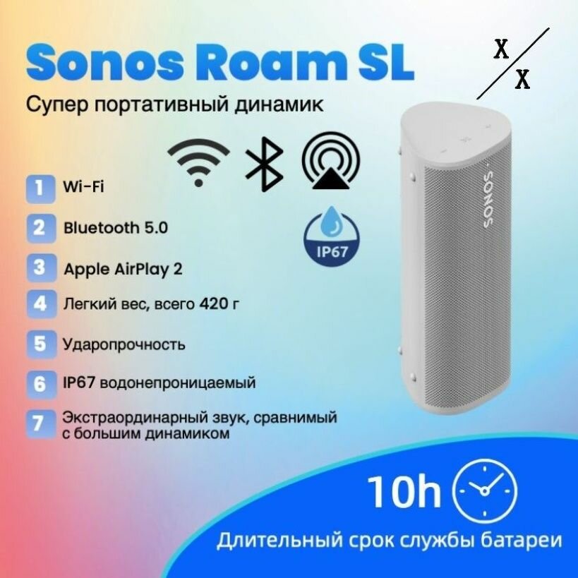 Беспроводной динамик SONOS Roam SL White WiFi/Bluetooth/AirPlay
