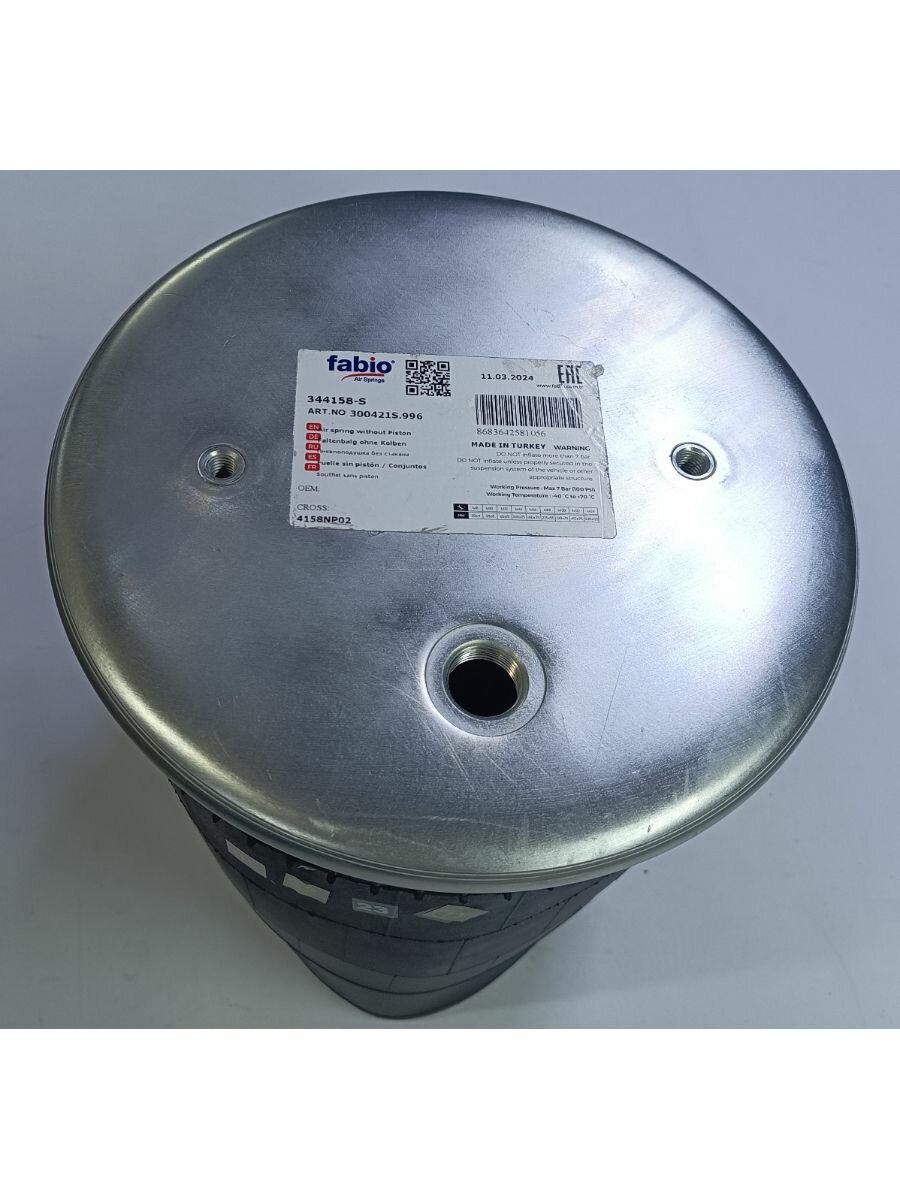 4158NP02 пневмоподушка без стакана 2отв. шп. M10. 1отв. шт. M22 Schmitz/Weweler , арт. 344158S Fabio