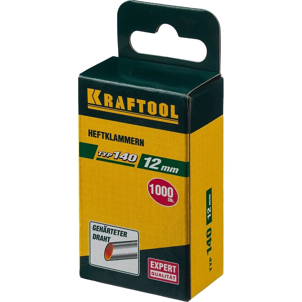 Скобы для степлера KRAFTOOL тип 140 (G/11/57) , калибр 20GA, 12мм, 1000шт 31680-12, из дерева — фото 1