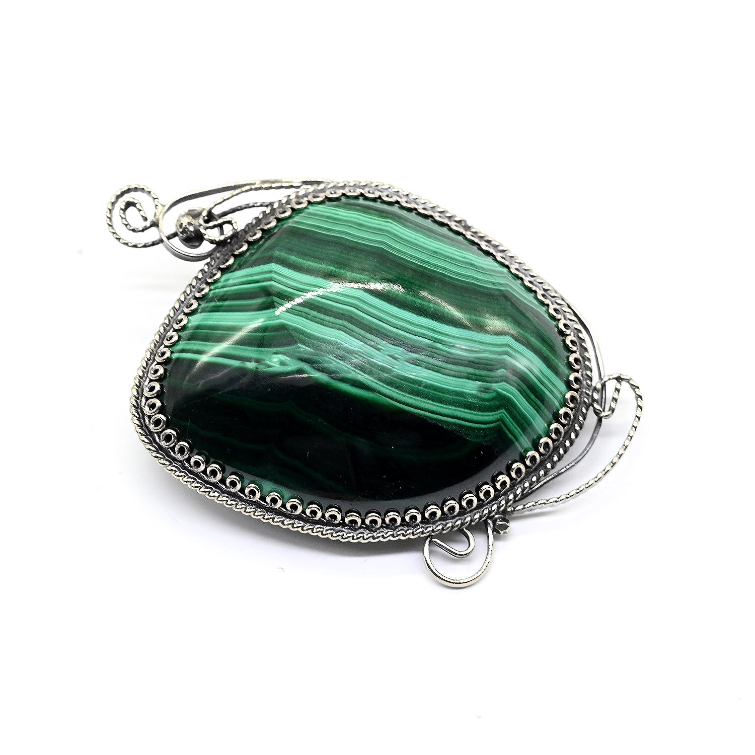 Брошь, малахит