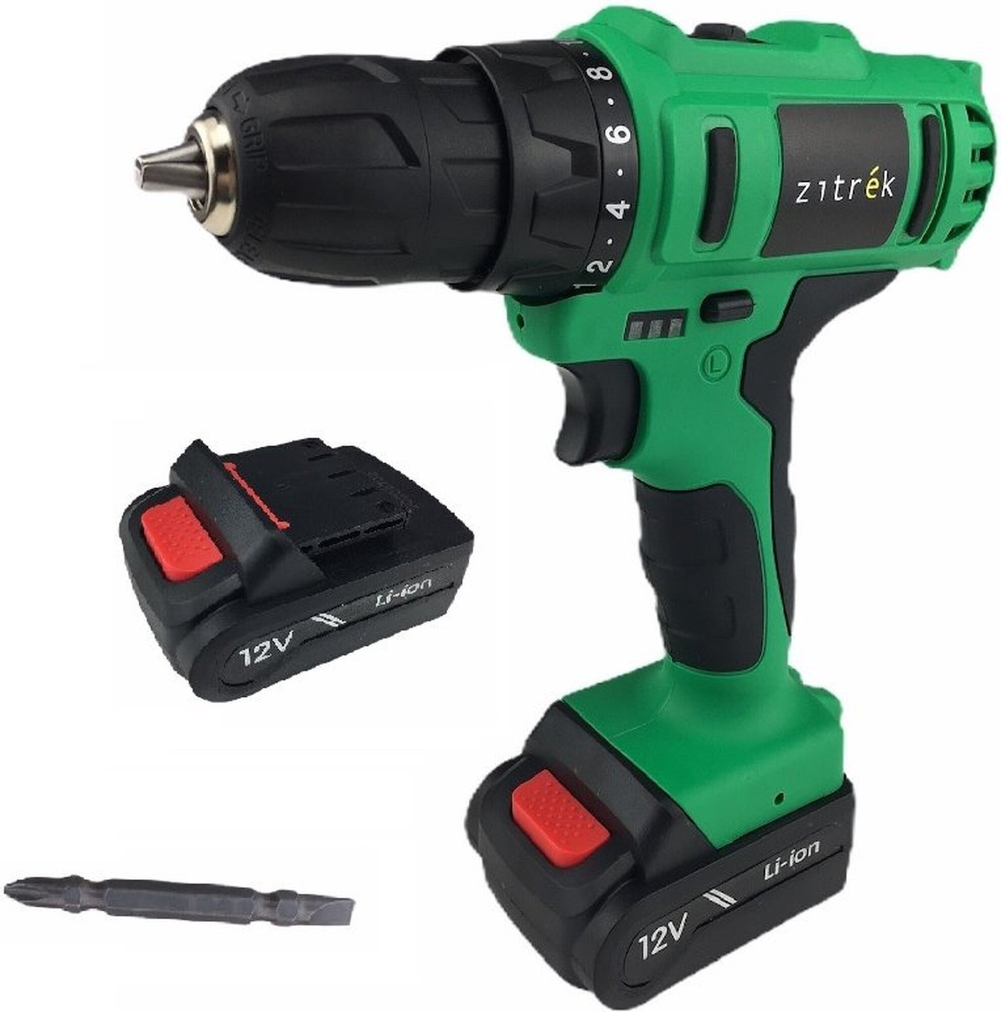 Дрель-шуруповёрт Zitrek Greenpower 12-Li 063-4074, Li-Ion, 12 В, быстрозажимной патрон