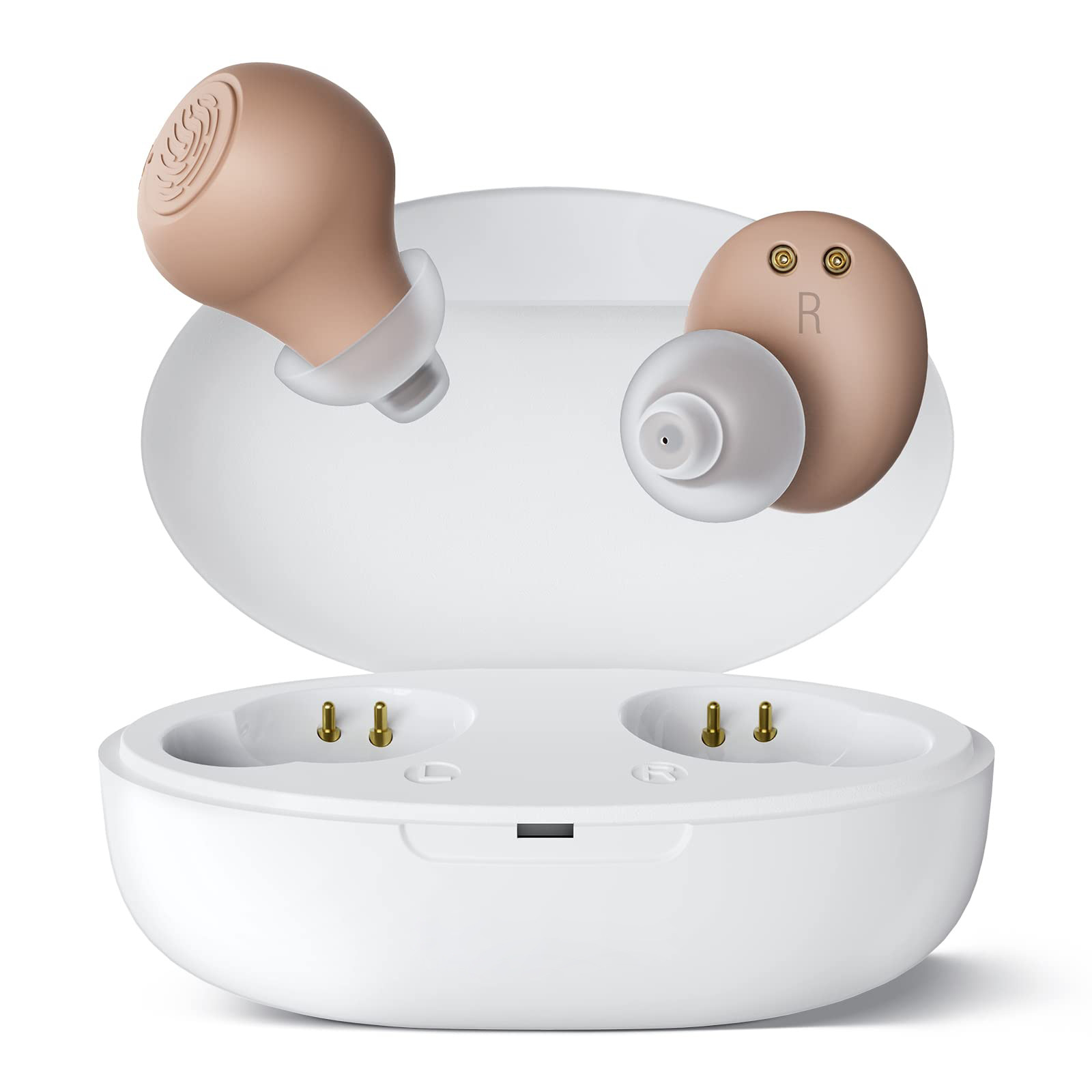 PSIA102A1 Двухканальный цифровой слуховой аппарат TWS-Стильный слуховой аппарат II класса с высококачественным шумоподавлением, Hearing + MP4, Удобное ношение, 18-часовое время автономной работы, Уровень звукового давления 110 дБ, Индикатор заряда батареи