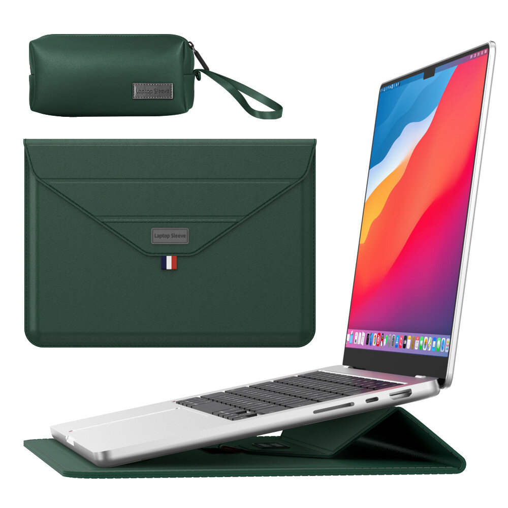 Водонепроницаемый чехол для MacBook с овчинным аксессуаром 13-14 дюймов, зеленый цвет