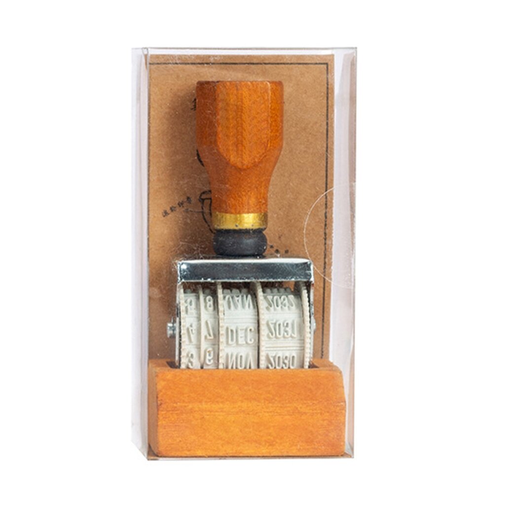 Регулируемый Деревянный Подвижный Календарный Штамп Для Ведения Журнала DIY Crafting С Дизайном Ручки "Год, Месяц, День" Деревянная Сборка