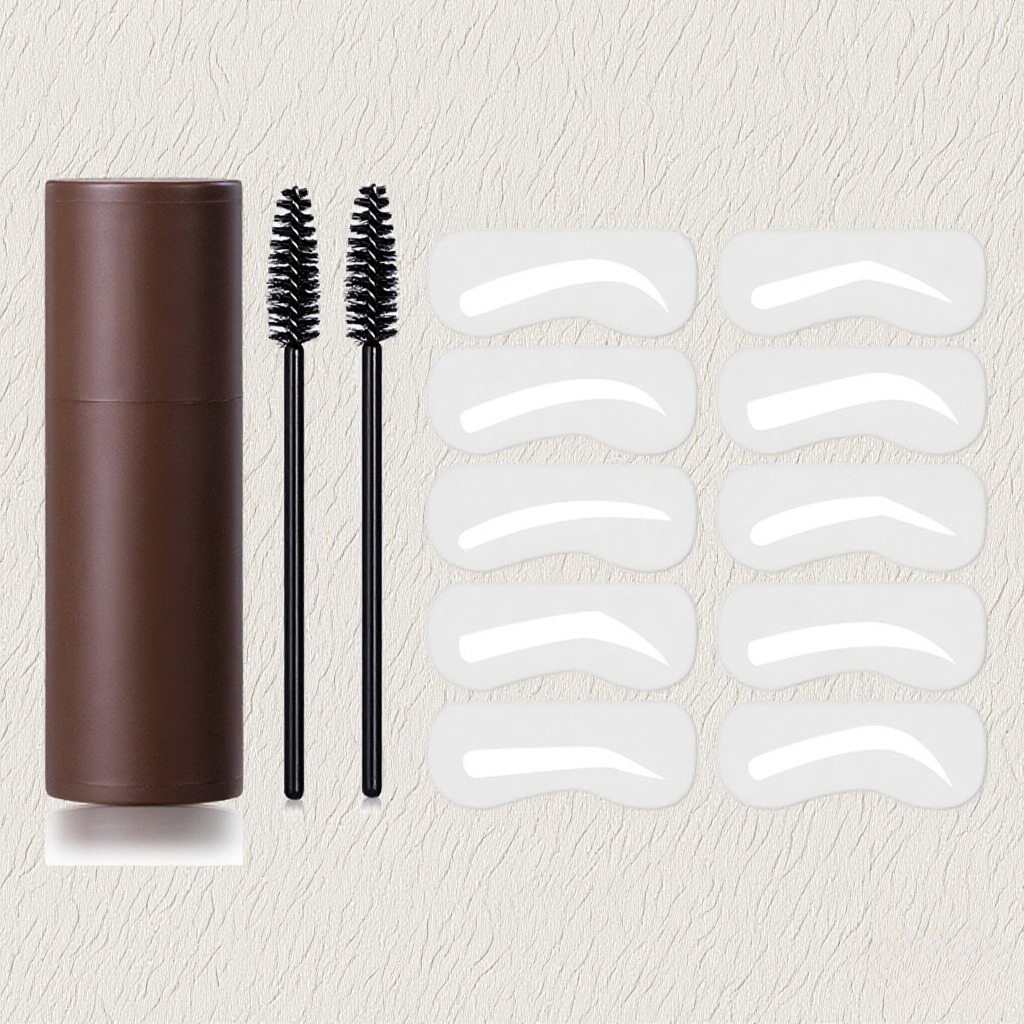 Набор для бровей с оттиском и трафаретом, пудра для бровей, стик для пудры по линии роста волос, пудра тёмно-коричневого цвета, пудра для тени, цвета: светло-коричневый, натурально-коричневый, тёмно-коричневый (по выбору), размер упаковки: 9.5*4.5*2.8см,