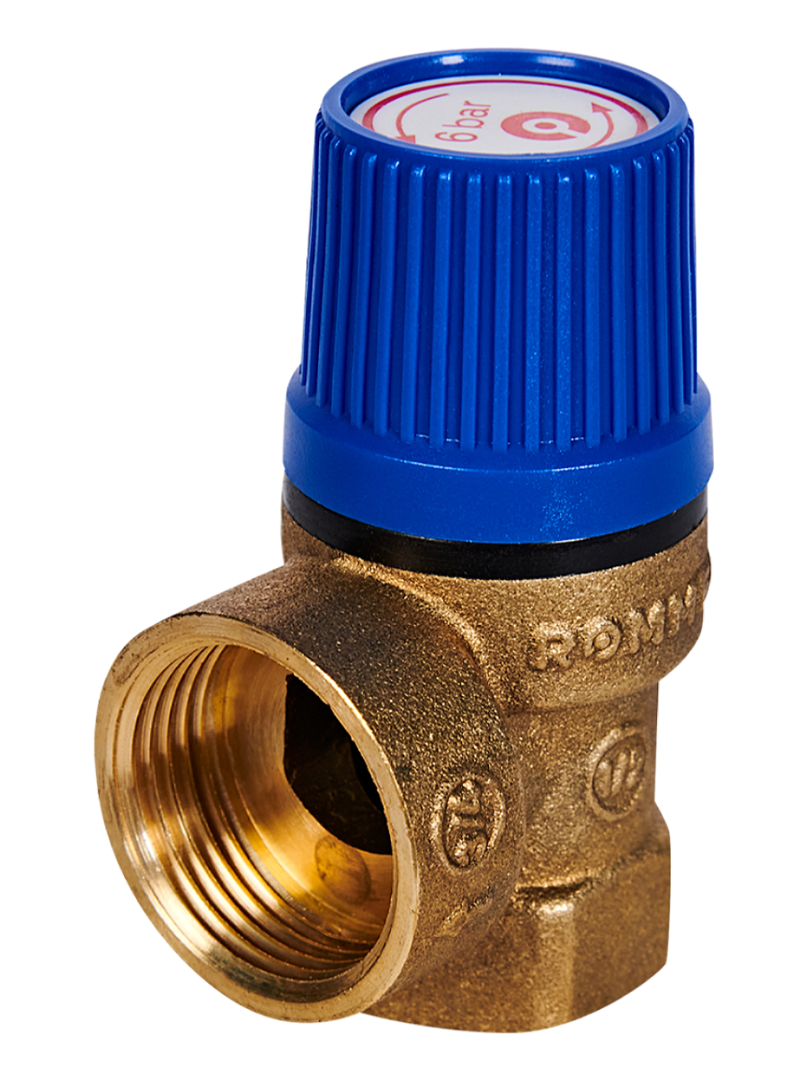 Предохранительный клапан ROMMER для систем водоснабжения 6 бар, 1/2"х3/4" (RVS-0003-006015)