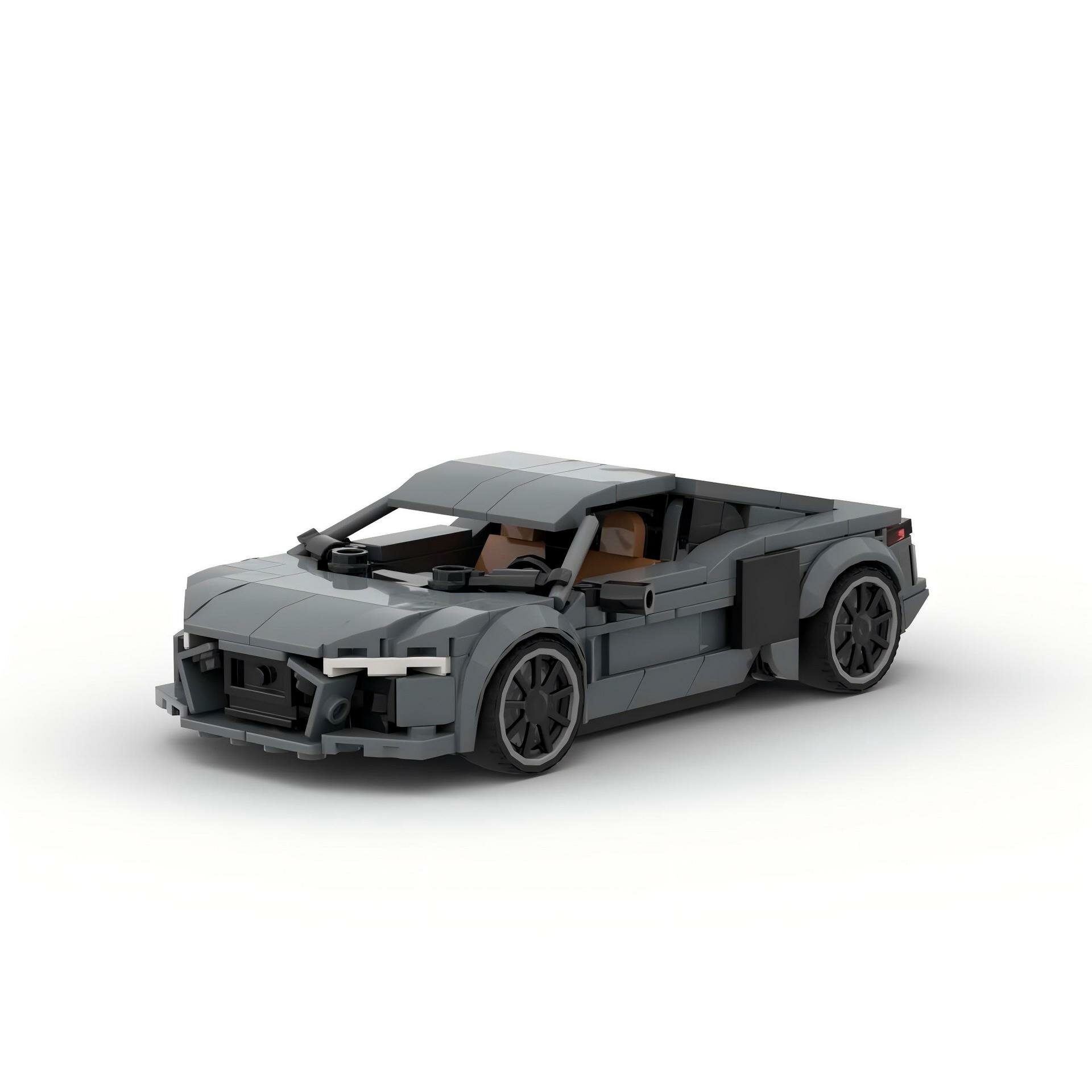 Набор игрушечных моделей MOC puzzle toy, 187141 Audi R8 8 grid car, креативная сборка автомобиля, подарок для детей