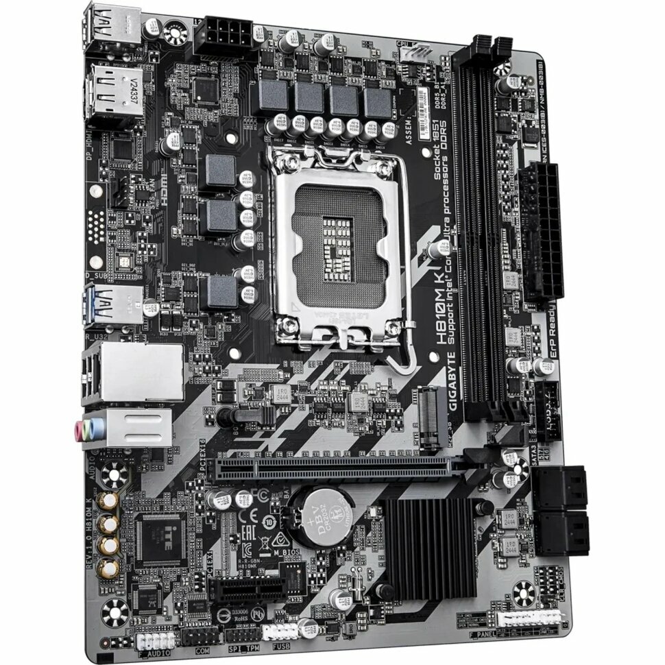 Материнская плата Gigabyte H810M K, LGA1851, H810, 2xDDR5, mATX, 2422455