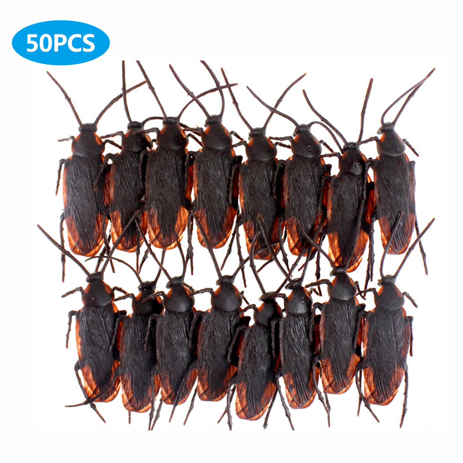 50 штук Поддельные тараканы из резины, Пранк-игрушки, Размер 60*25 мм, Вес упаковки 25 г, Размер упаковки 250*200*120 мм, Материал резина, Поддельные тараканы для пранков, Игрушки тараканы, Пластиковые тараканы, Релистичные поддельные тараканы