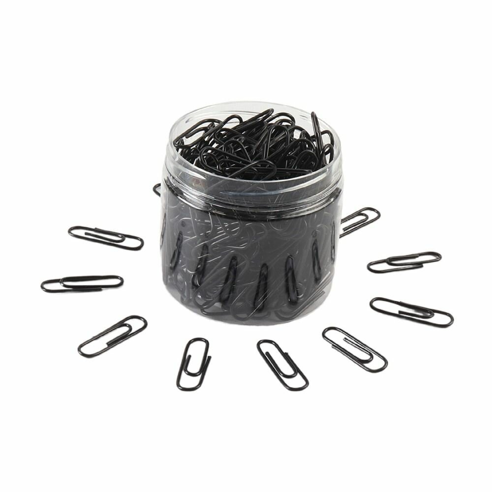 Скрепки канцелярские черные 28мм 200штук