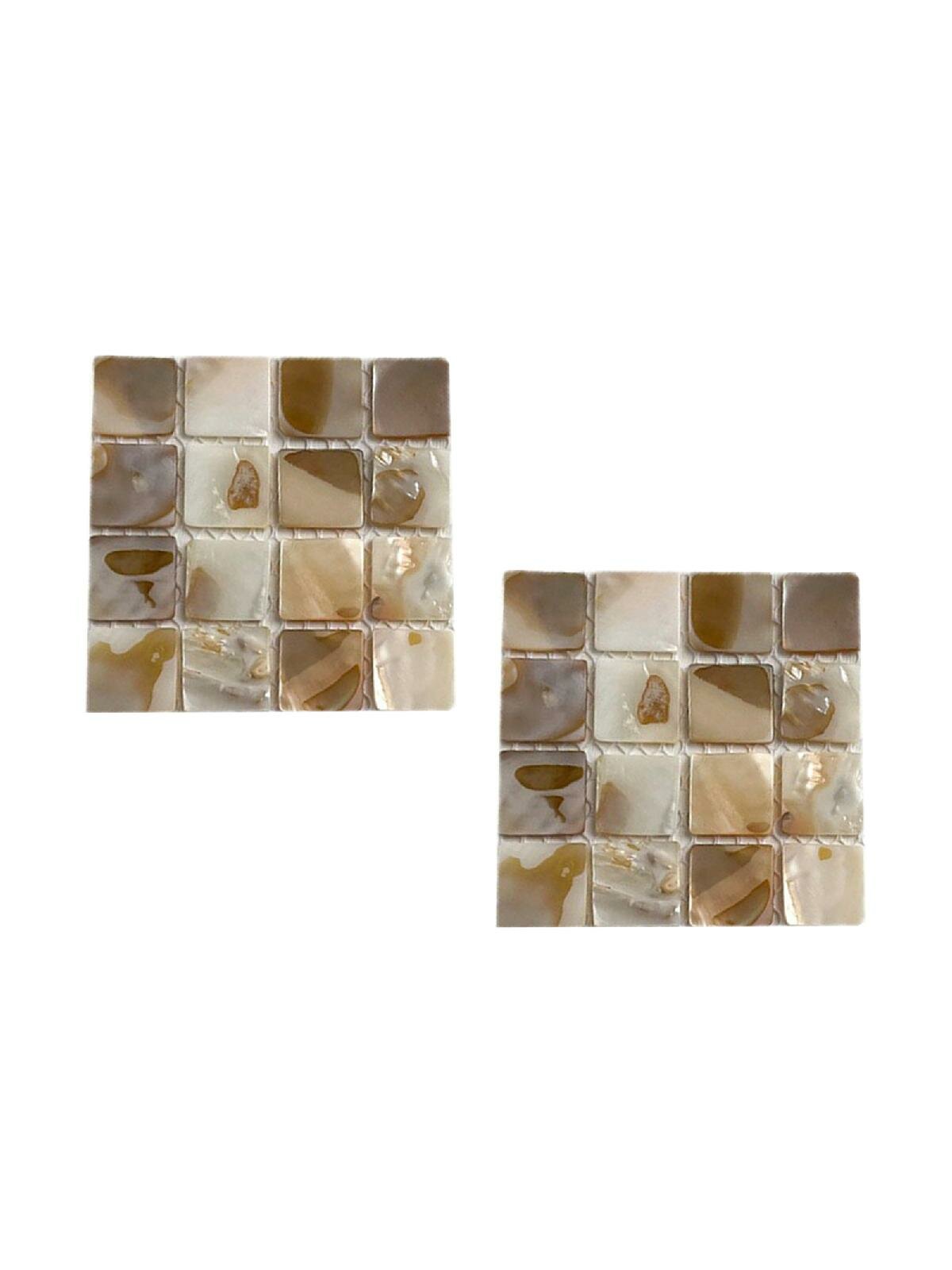 Квадратные подставки из 2шт натуральных раковин, водонепроницаемый теплоизоляционный коврик для чашки