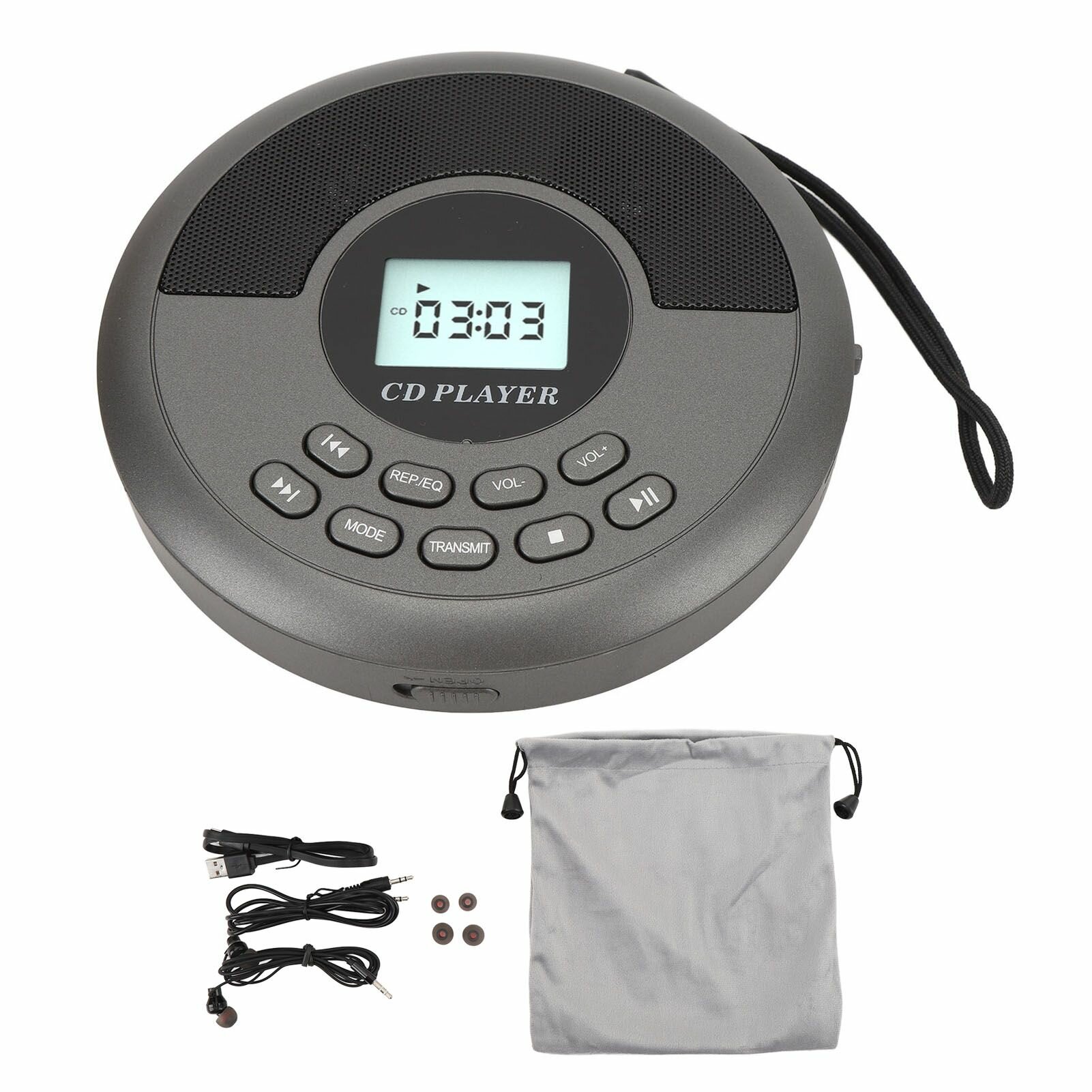 Портативный CD-плеер USB/BT, 2 динамика, для дома/авто