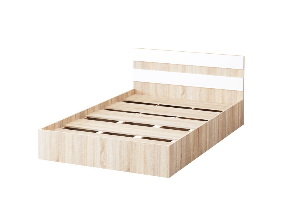 Кровать Карина-4 МДФ (сп. м. 1,6х2,0) белый глянец/сонома (Регион 058)