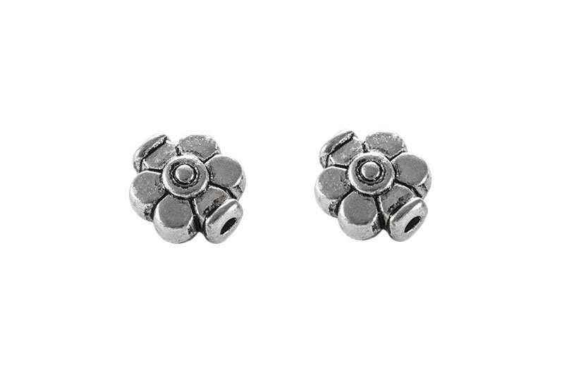 Бусина разделительная Цветочек 9х8х5мм, отверстие 1,5мм, цвет античное серебро, сплав металлов, 24-043, 10шт