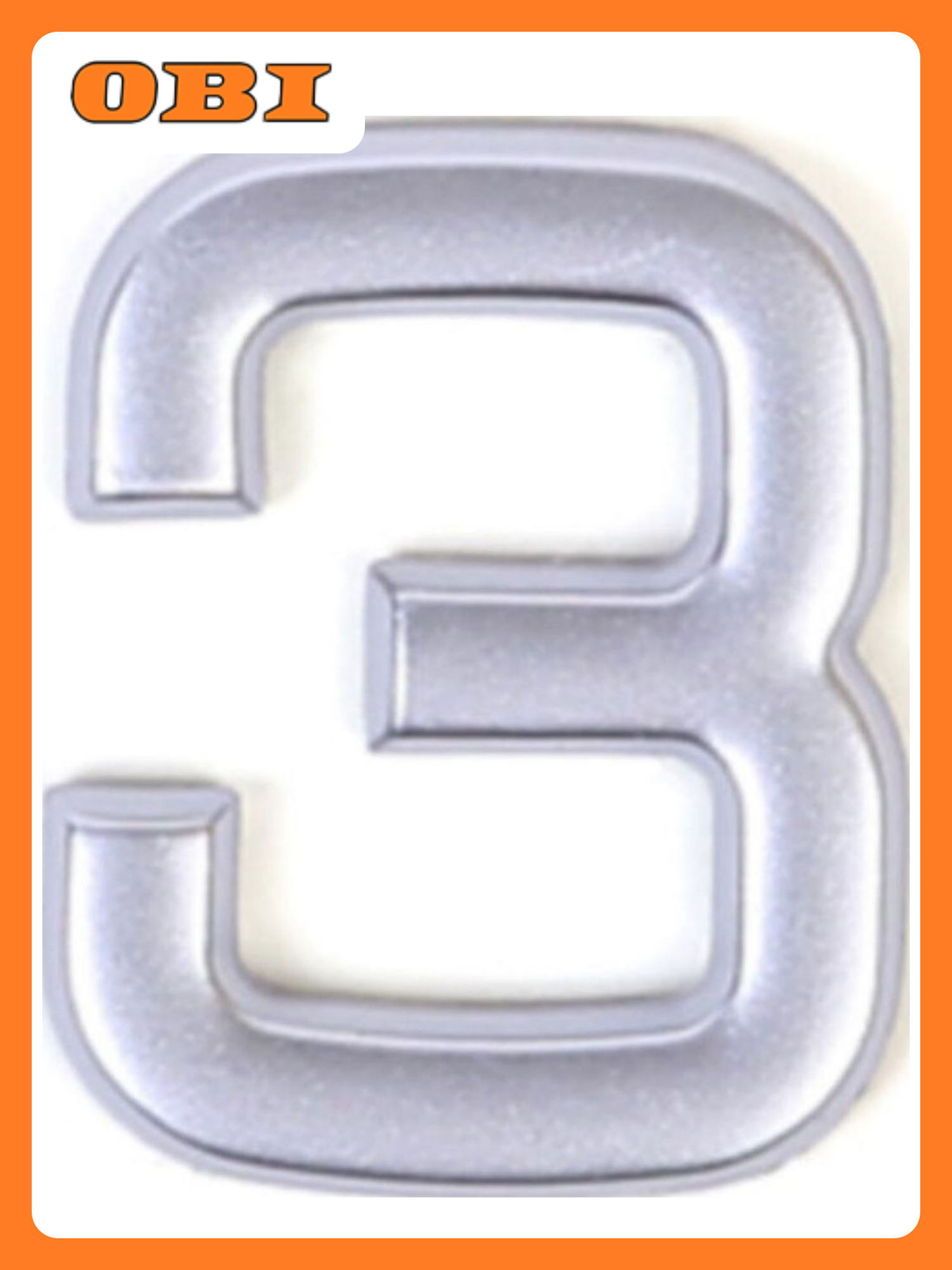 Цифра "3" самоклеящаяся Larvij 40х32 мм пластик серебро