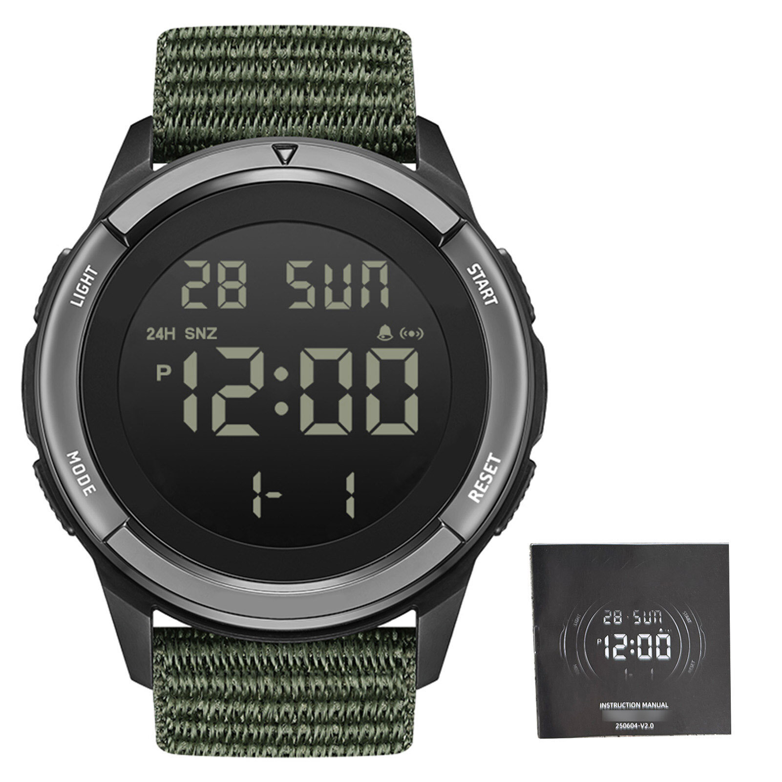 Sport Watch for Outdoors 50M Rainproof Digital Sports Watches with LED Backlight Green