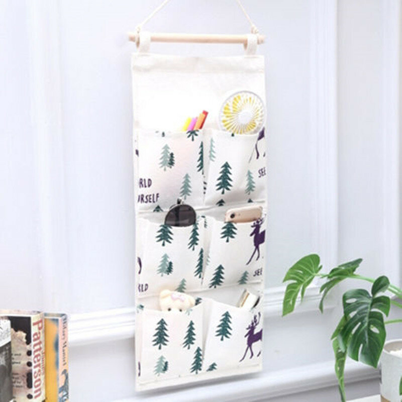 Хлопковая льняная ткань Сумка для хранения нижнего белья для ванной комнаты на стене, в общежитии, многофункциональная