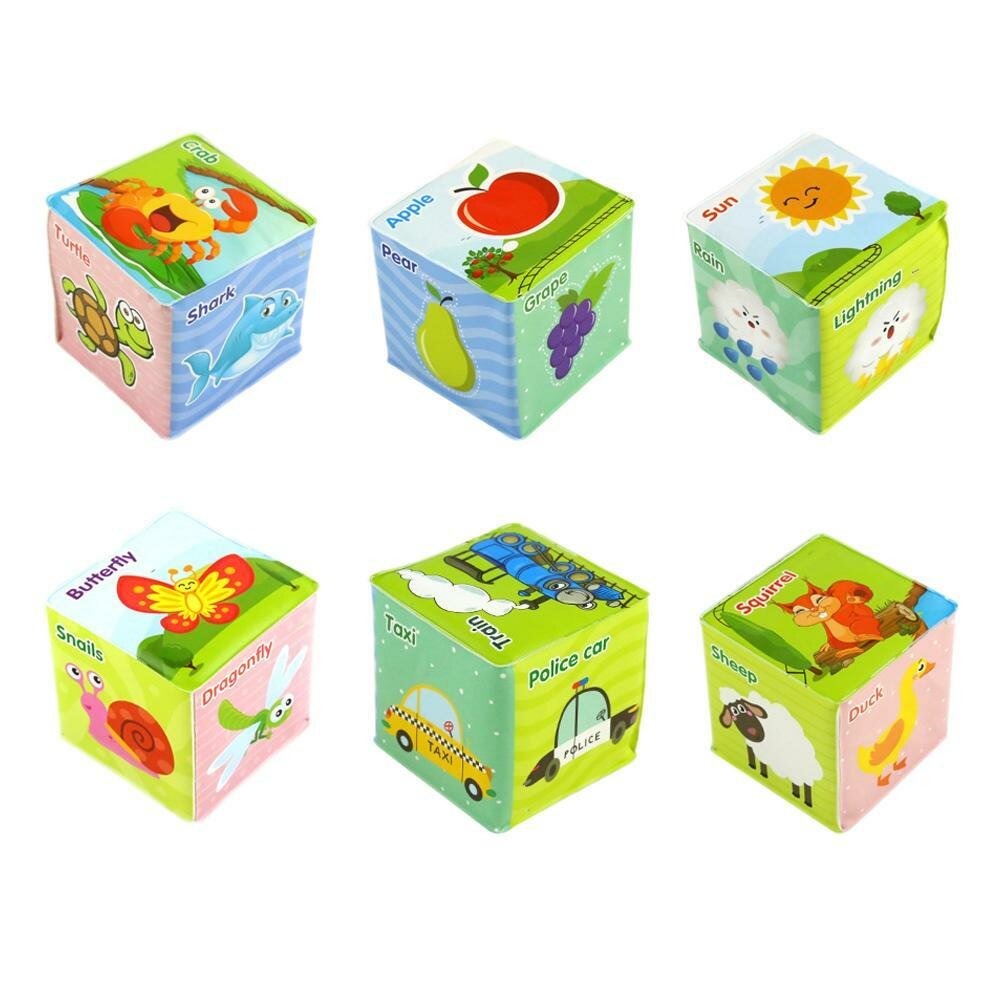 Кубики для малышей "Мякиши" с картинками Предметы 6 штук, развивающие игрушки, 0+