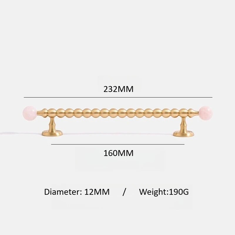 Ручка для шкафа TINYHOB латунная T-образная 160mm - Pink crystal