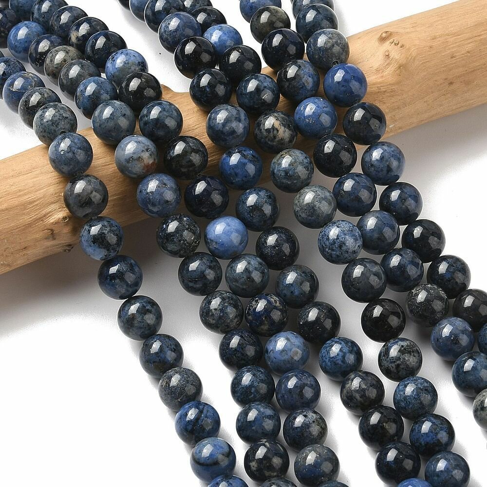 1 нить круглых бусин из натурального кварца дюмортьерита класса АА, 8 мм