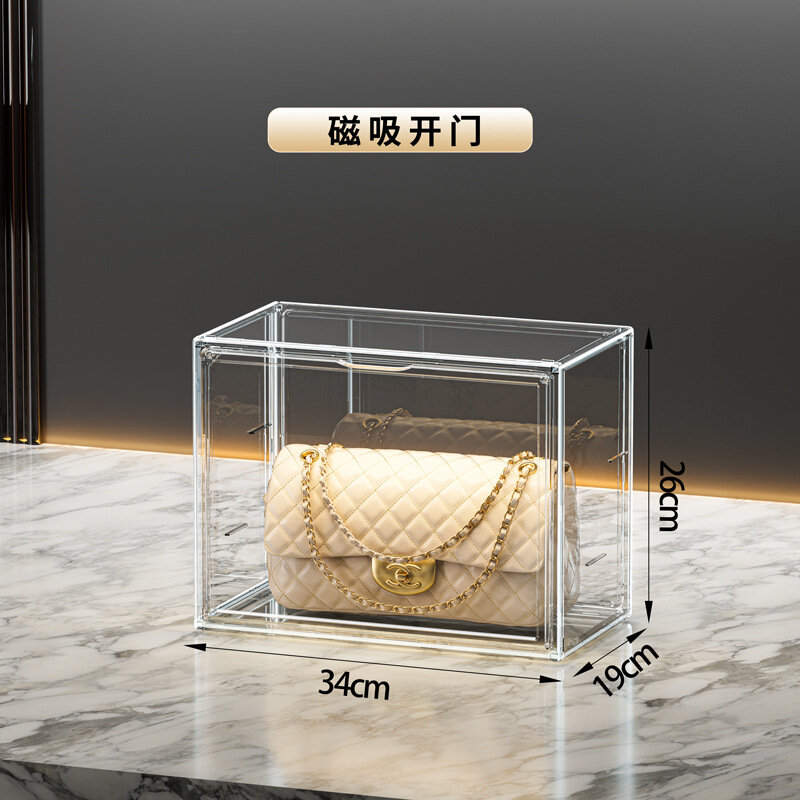 Коробка для хранения сумок, акриловая, утолщенная, прозрачная, высококачественная, роскошная, для спальни, домашний магнитный пылезащитный шкаф для хранения