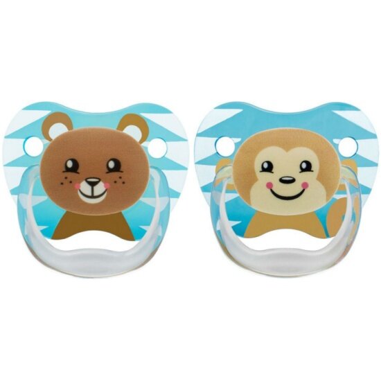 Пустышка Dr. Brown's DR.BROWNS силиконовая 6-12 месяцев с крышкой для мальчиков, стандарт