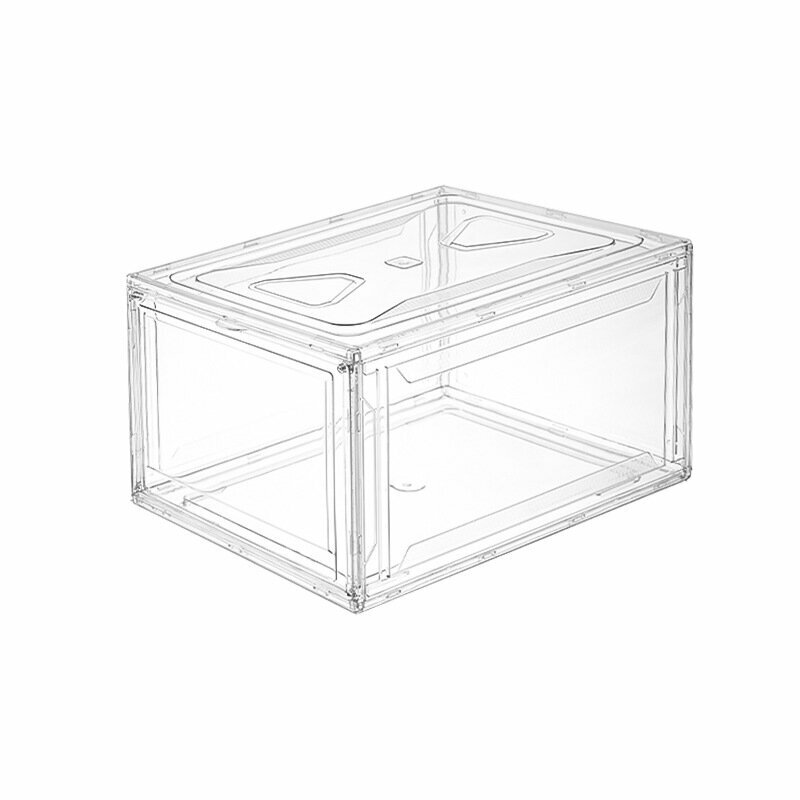 Домашняя прозрачная обувная коробка, обувная полка, пластиковая PET коробка для баскетбольных кроссовок, складная, с магнитной дверцей, пылезащитная коробка для хранения обуви