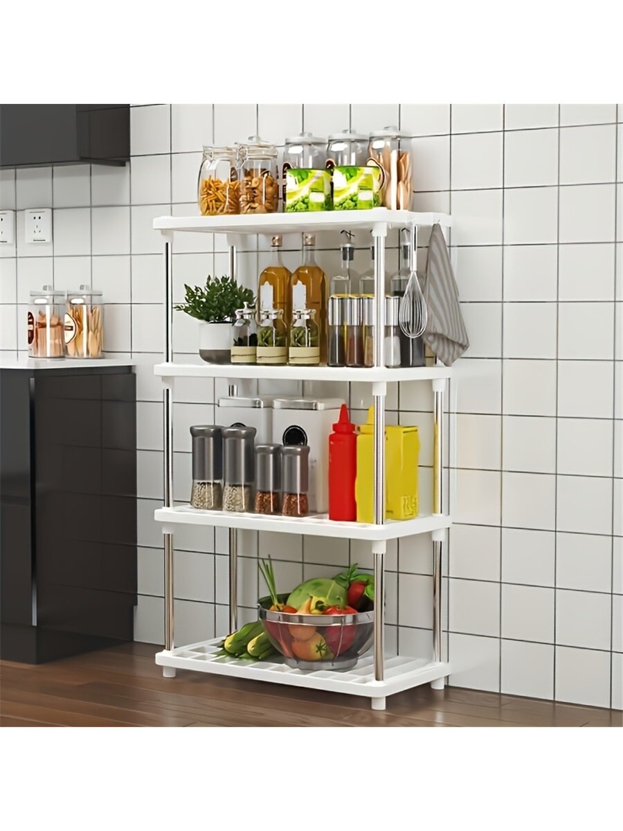 1 многоярусная пластиковая полка для хранения и наведения порядка (4 яруса) — универсальная книжная полка для кухни, ванной, спальни, офиса и гаража