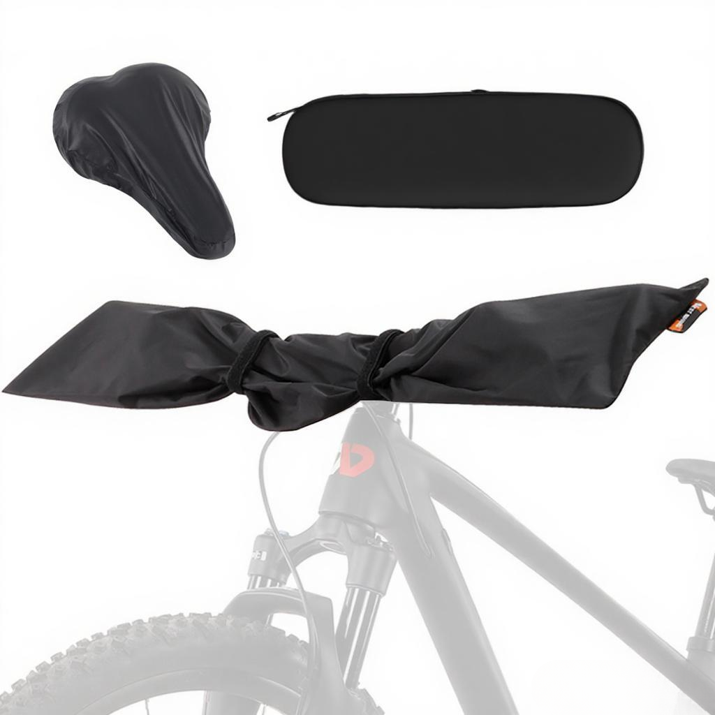 Комплект экипировки для велосипеда Велосипедные аксессуары Защитный чехол для руля велосипеда Защитный чехол для цепи велосипеда Дождевой чехол для сиденья велосипеда, Тип: Набор A, Набор B(выбор), Защитный чехол для руля: Цвет: черный, Материал: