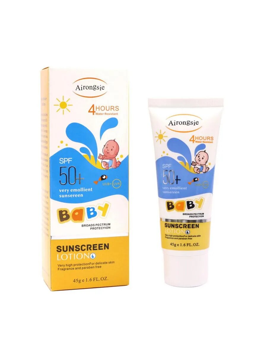 Солнцезащитный крем для детей, SPF50+, нежирный, 45г