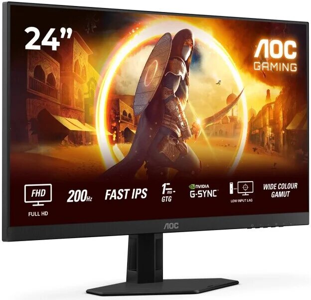 Игровой монитор AOC Gaming 24G4HRE, 23.8", 1920x1080, 16:9, IPS, 200 Гц, HDR10, динамики