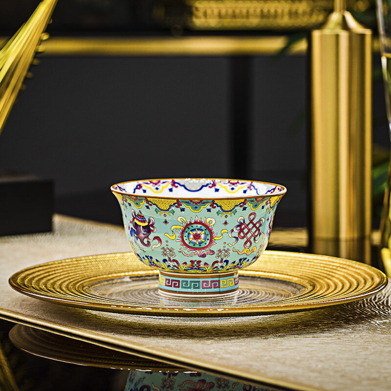 Тибетская этническая миска, эмалевая, цветная, костяная керамика, домашняя рисовая миска, новая китайская ресторанная этническая керамическая посуда