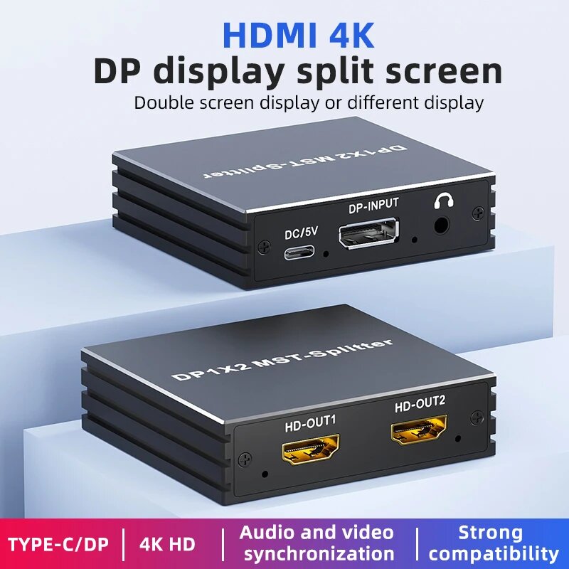 ICANING Разветвитель DisplayPort 1x2 DP 1.4 DP to 2HD