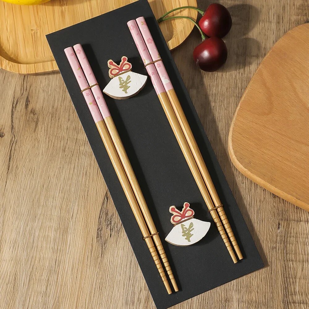 Бамбуковые палочки для еды PINK YH, 2 пары