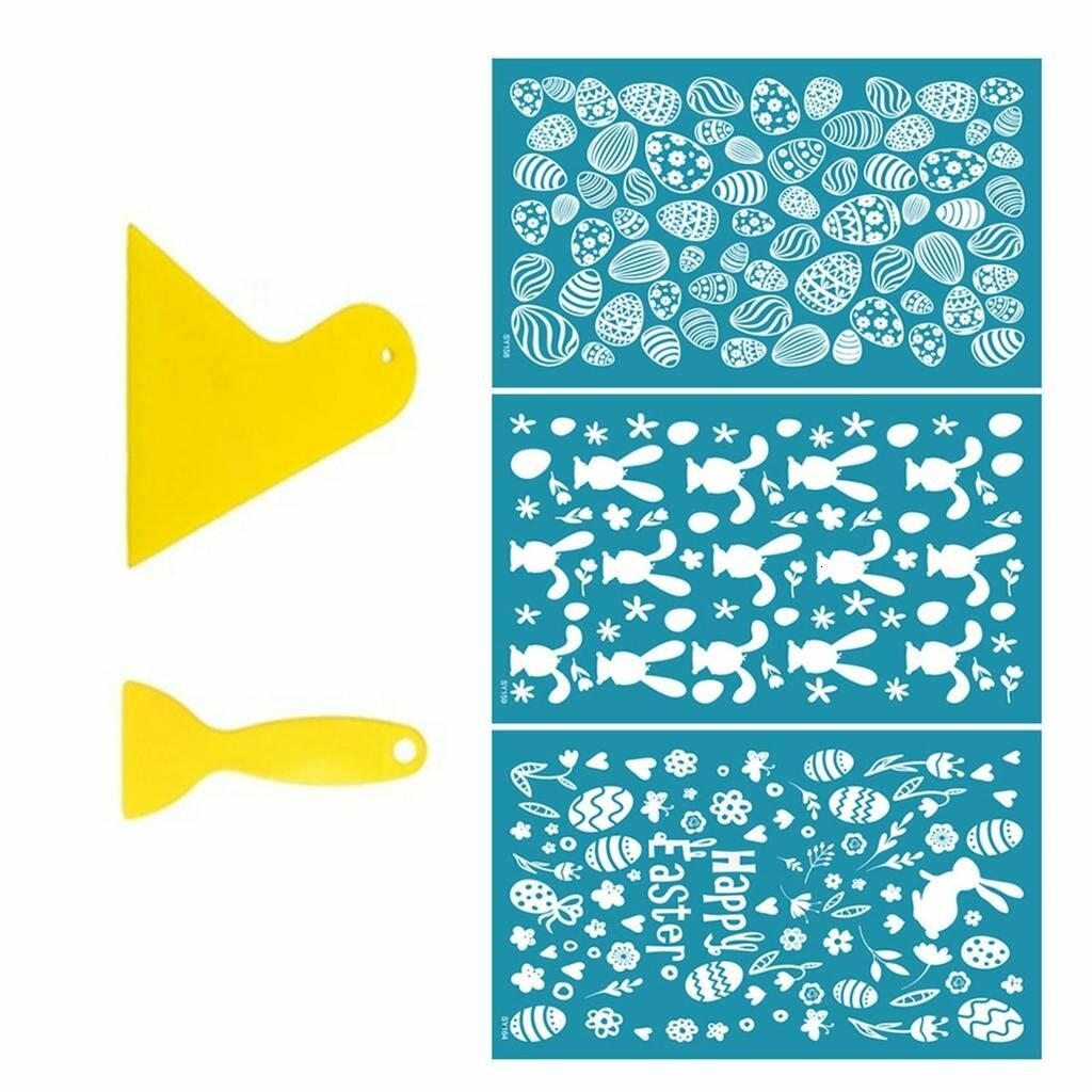 5 штук трафаретов для шелкографии "Кролик", - Много яиц