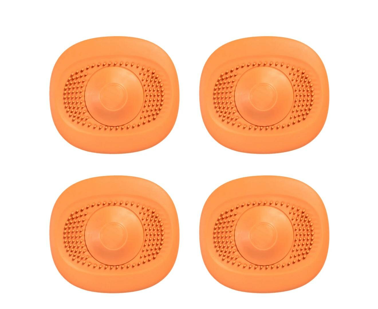 4 штуки силиконовый защита стоков душевой пробка ванной крышка пробка, ловцы волос в ванну - Оранжевый