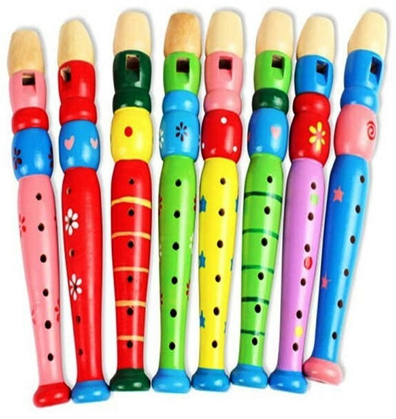 Дудка деревянная с принтом, 6 видов JBL04 с 3 лет