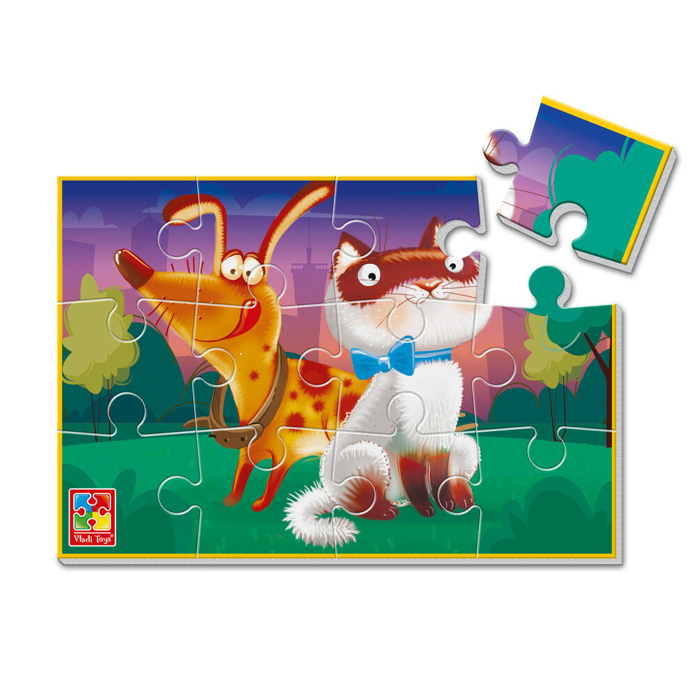 VladiToys Мягкие пазлы Кот и собака 12 элементов VT1103-86 с 3 лет