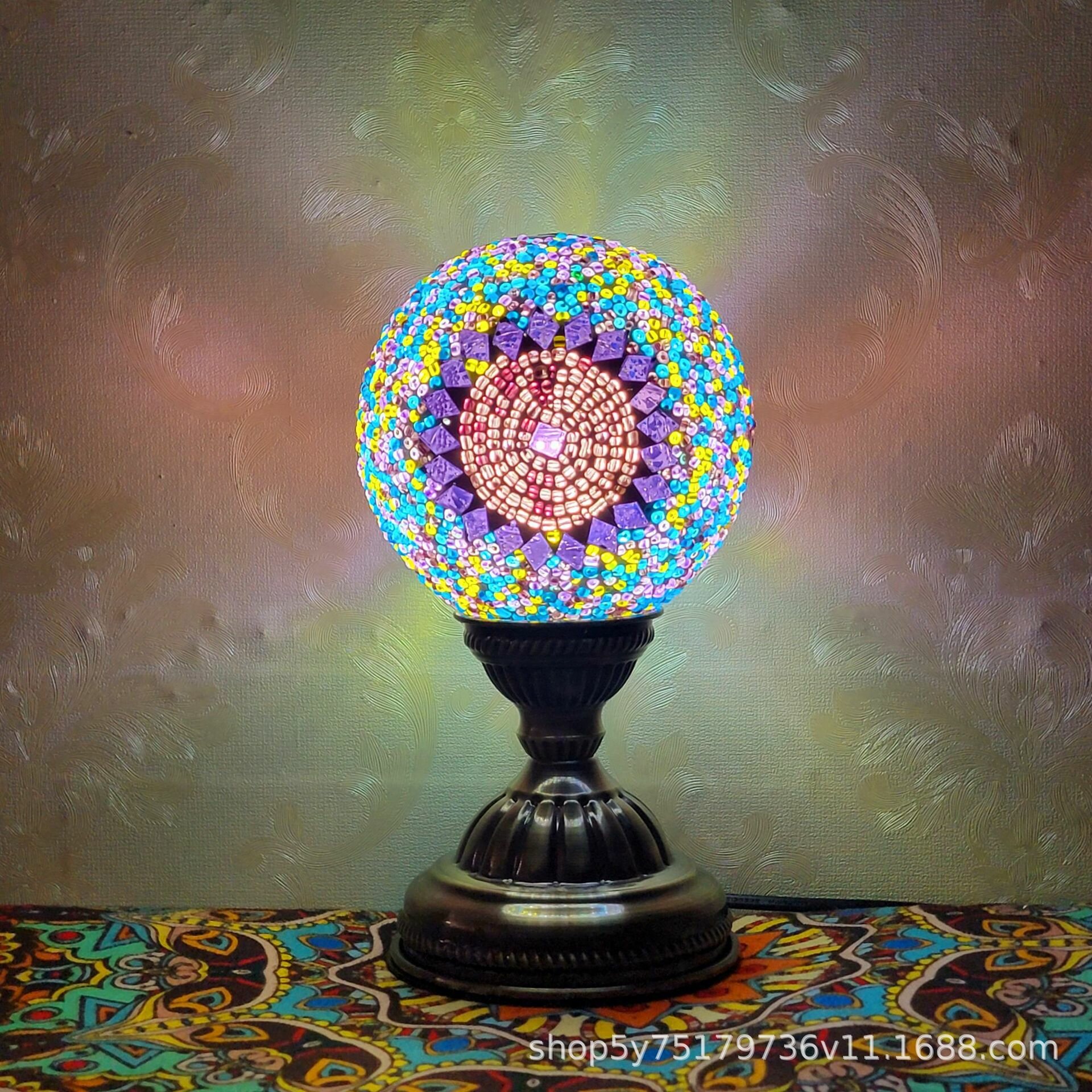 Марокканский экзотический мозаичный прикроватный этнический кафе интернет-знаменитость декор турецкий круглый шарик маленькая ночная лампа настольная лампа
