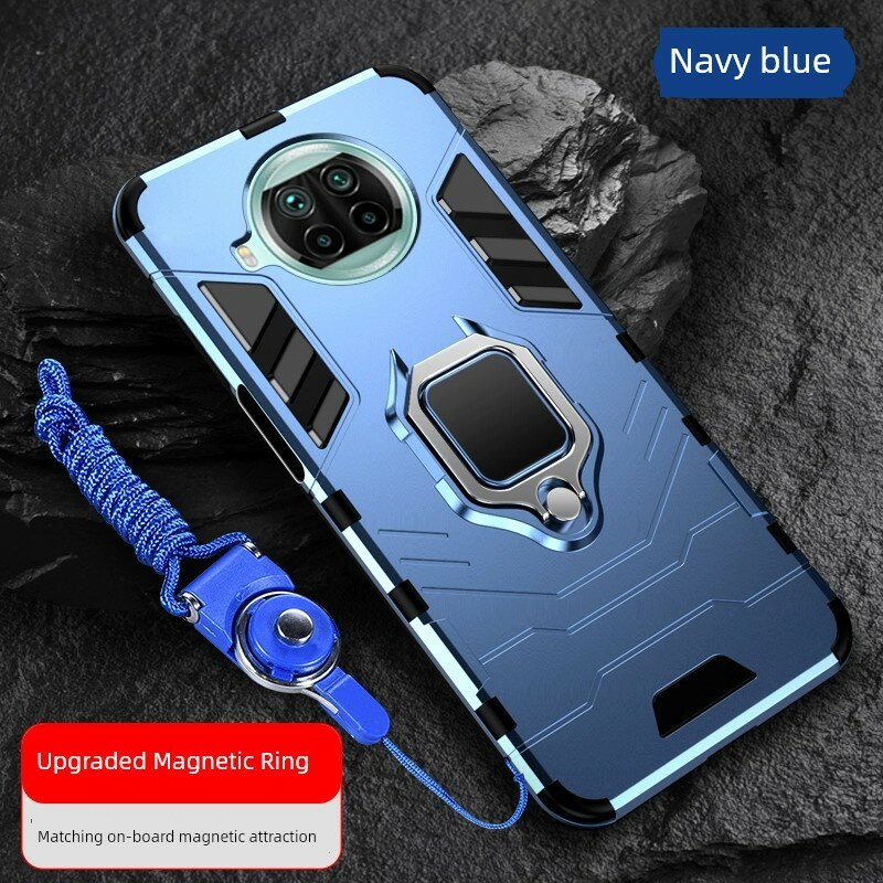 Чехол для Redmi Note 9 Pro 5G с магнитным кольцом из силикона, морская синяя, полная защита, ударопрочный, для