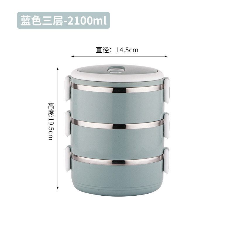 Изолированный ланч-бокс из нержавеющей стали, многослойный бенто-бокс для студентов, круглый, большой емкости, портативный герметичный контейнер для еды на открытом воздухе