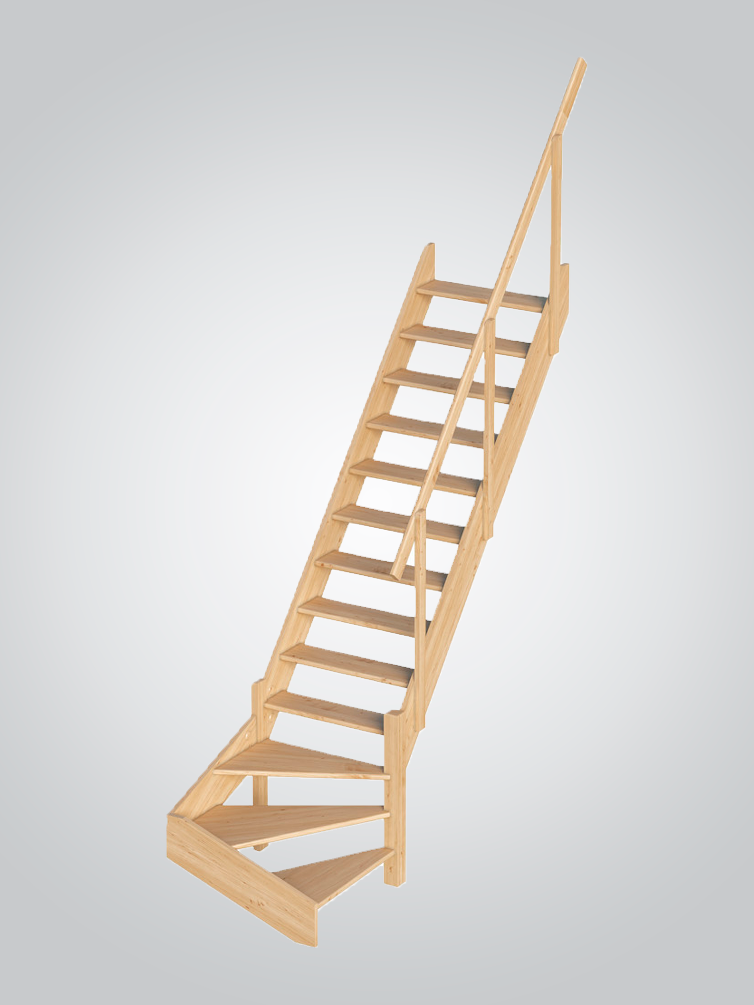 Лестница на второй этаж ЛС-14м/2 Правая (с поручнем), ель