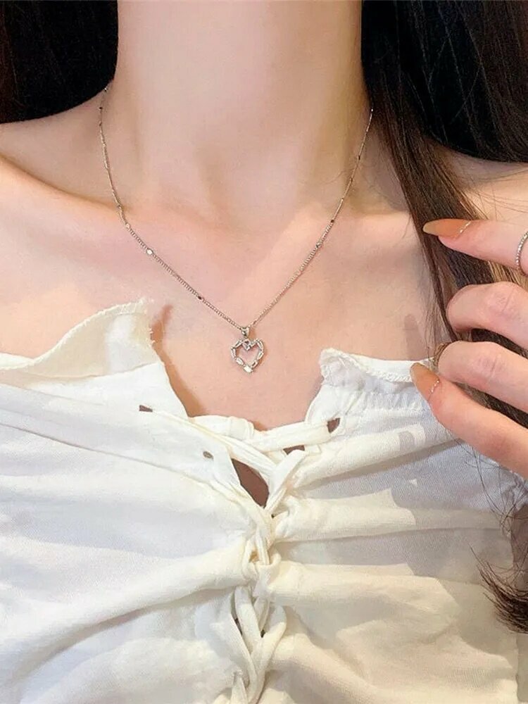 Подвеска y2k сердце на шею серебристая