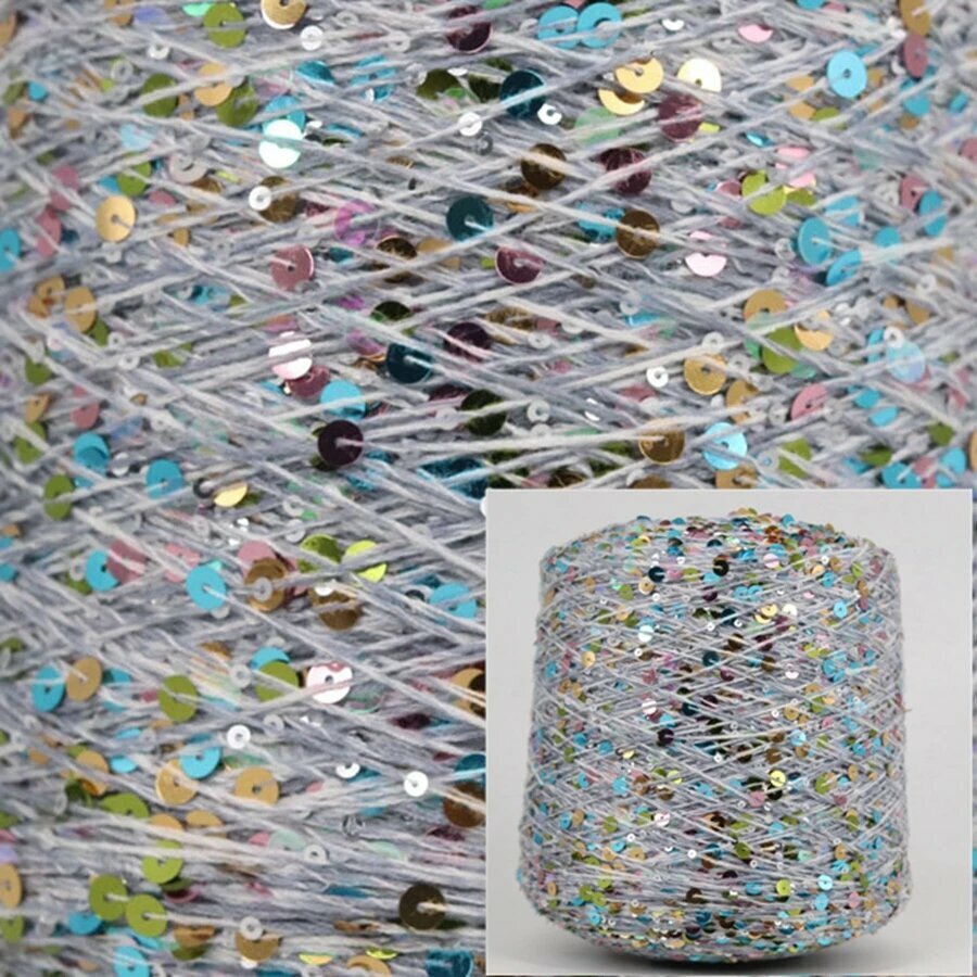 Пряжа с пайетками 100% хлопок 50г AW021