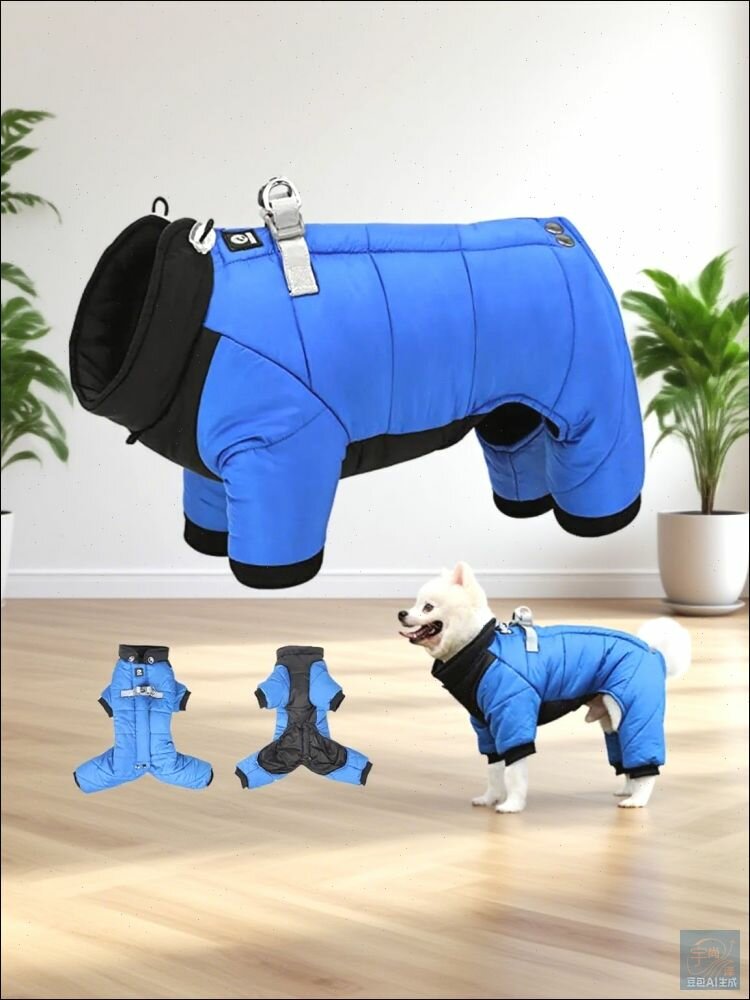 Теплая зимняя одежда для собак небесно-голубого цвета размер M с водоотталкивающим покрытием