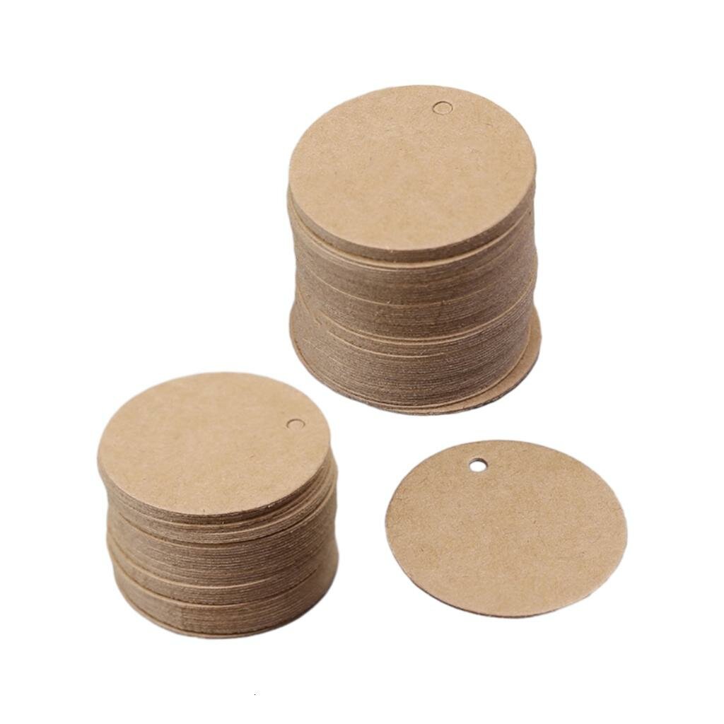 Круглые бирки из крафт-бумаги с отверстием, Цвет воловьей кожи