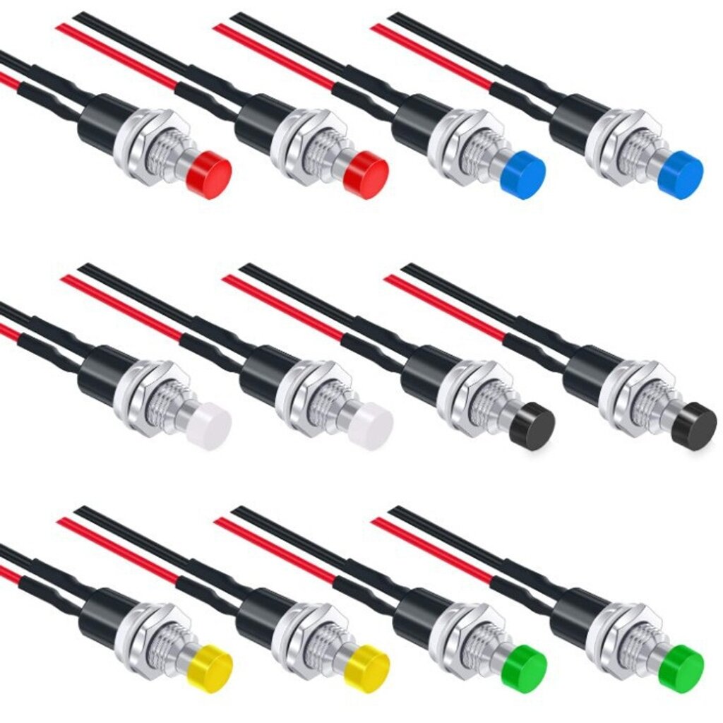 12 шт. 7 мм кнопочные переключатели, нормально разомкнутые