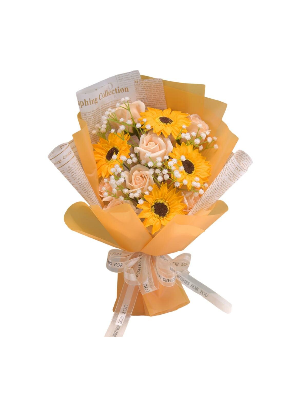 Букет искусственных роз, мыльный цветок в руке, подарок на выпускной сезон