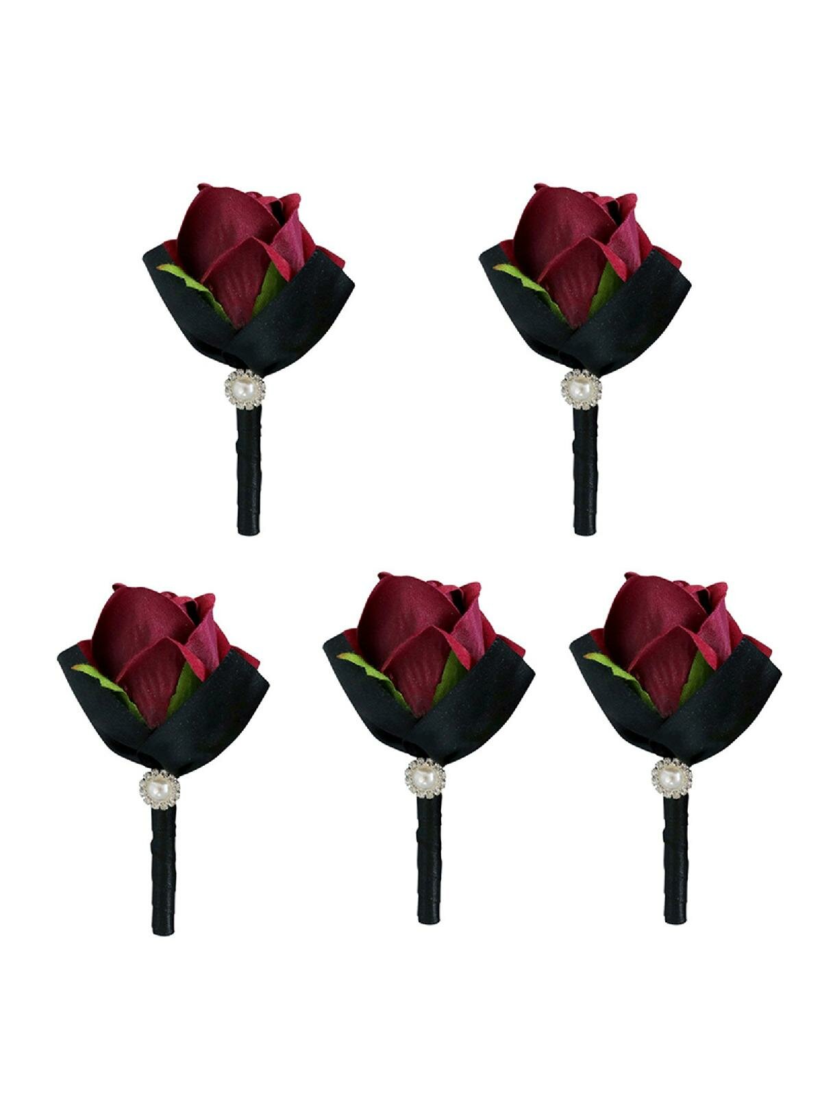 5шт розовых корсажей на запястья для свадебных банкетов, бутоньерка из роз