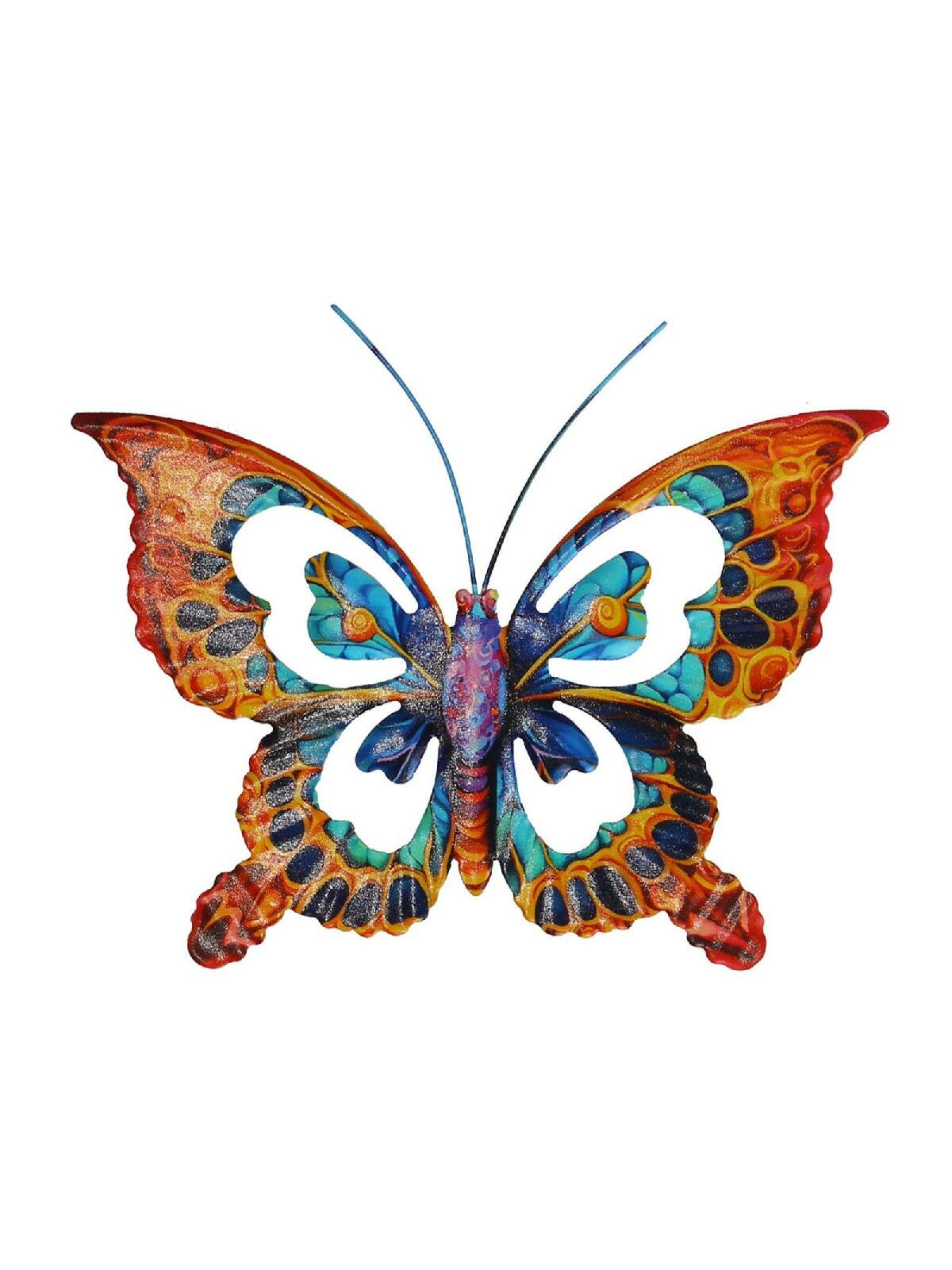 Красочная металлическая скульптура бабочки, настенный орнамент для сада и дома